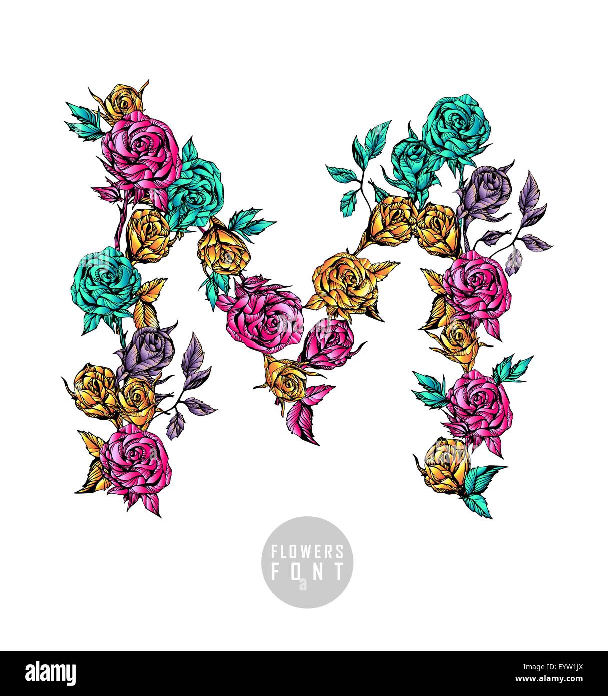 Vector colorful flower font Stock Vector Image & Art - Alamy