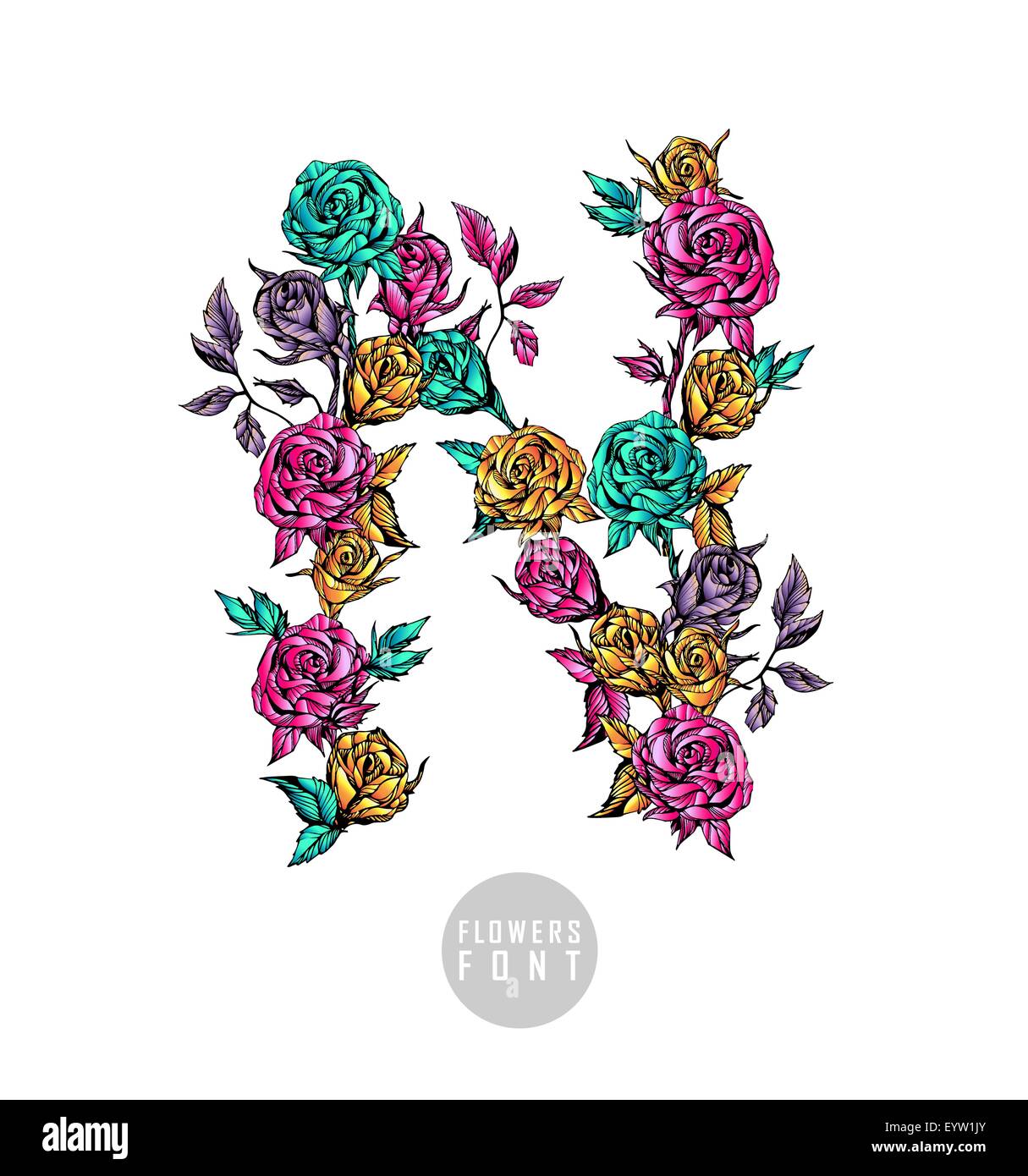 Vector colorful flower font Stock Vector Image & Art - Alamy