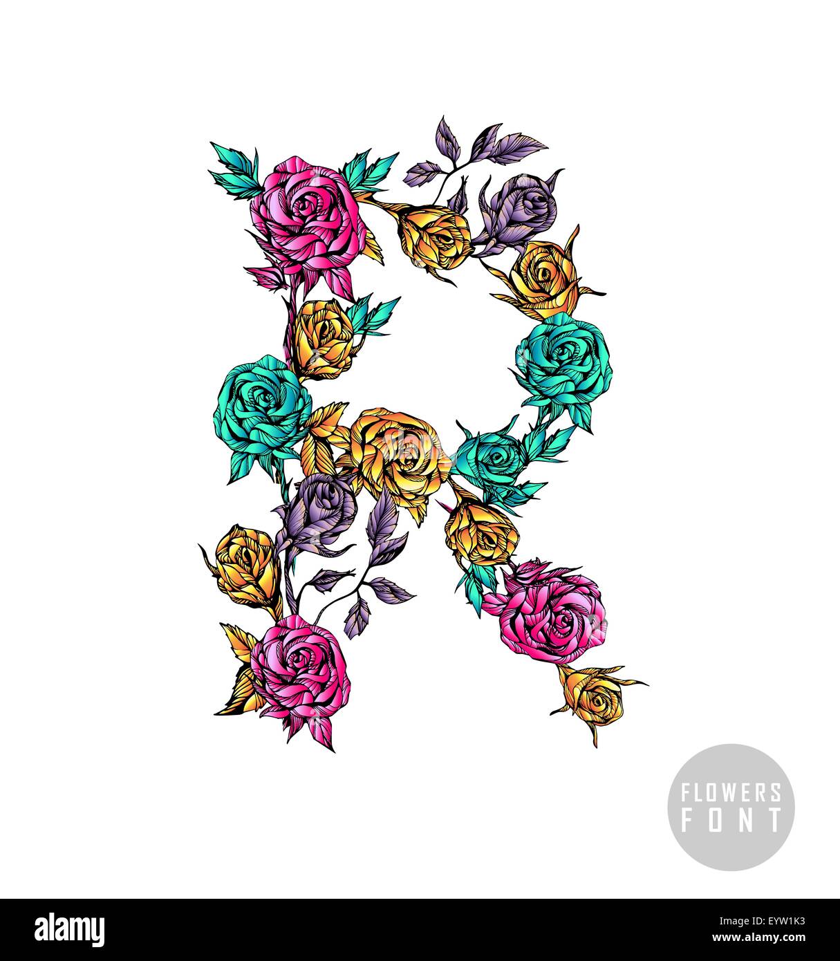 Vector colorful flower font Stock Vector Image & Art - Alamy