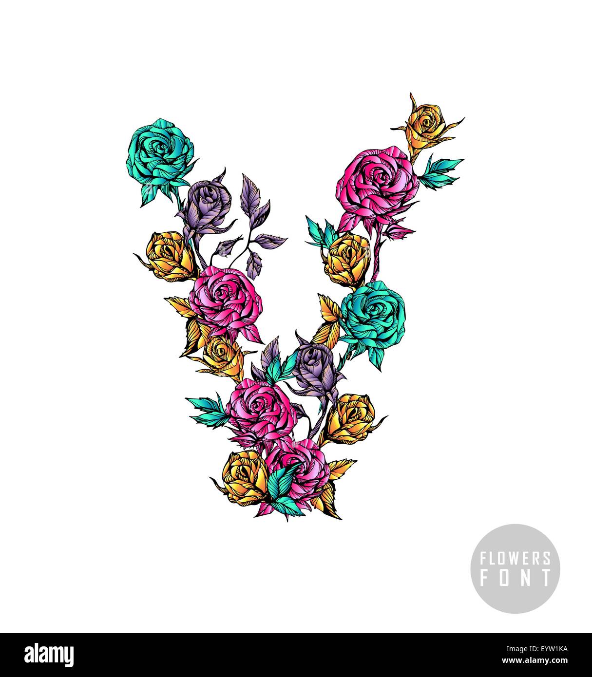 Vector colorful flower font Stock Vector Image & Art - Alamy