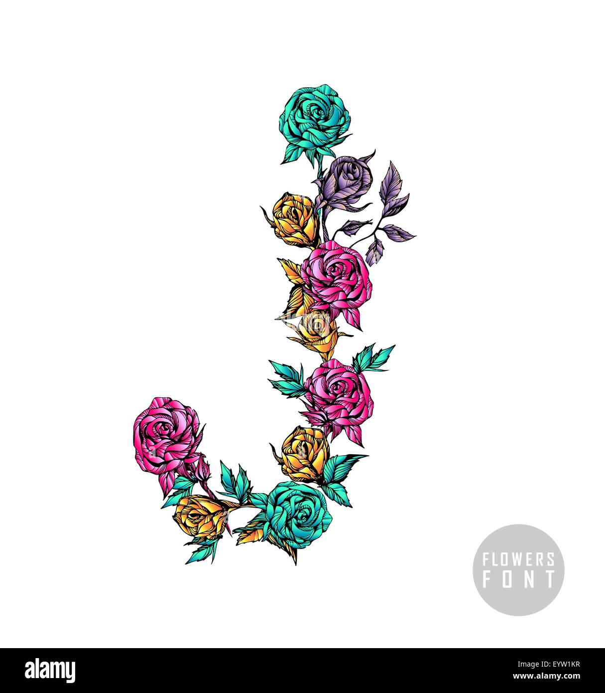 Vector colorful flower font Stock Vector Image & Art - Alamy