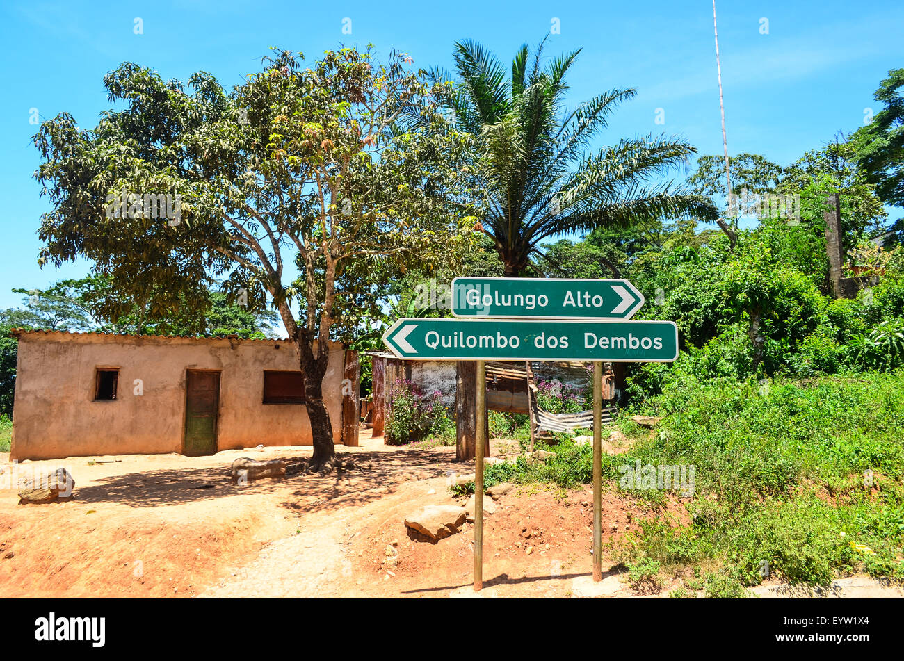 Angolan road signs, for Golungo Alto and for Quilombo dos Dembos Stock ...