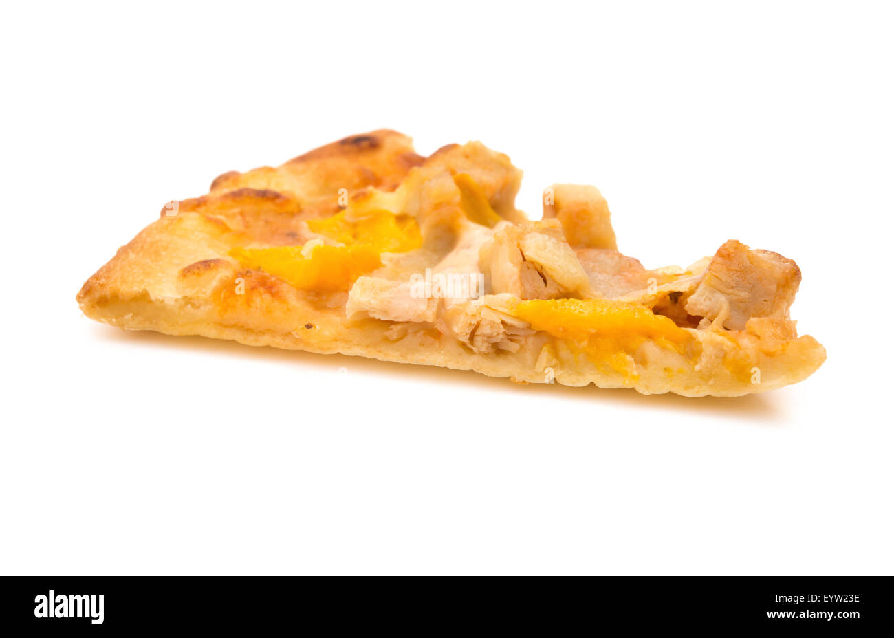 pizza slice with chicken and mango on a white background Stock Photo ...