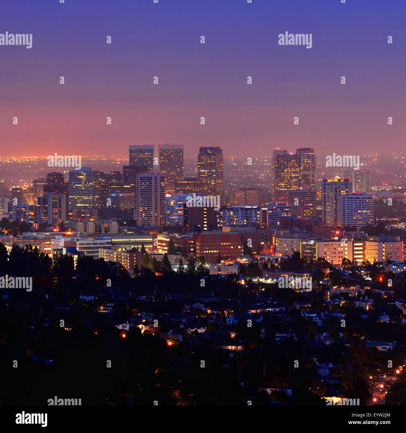 Los Angeles at night with urban buildings Stock Photo - Alamy