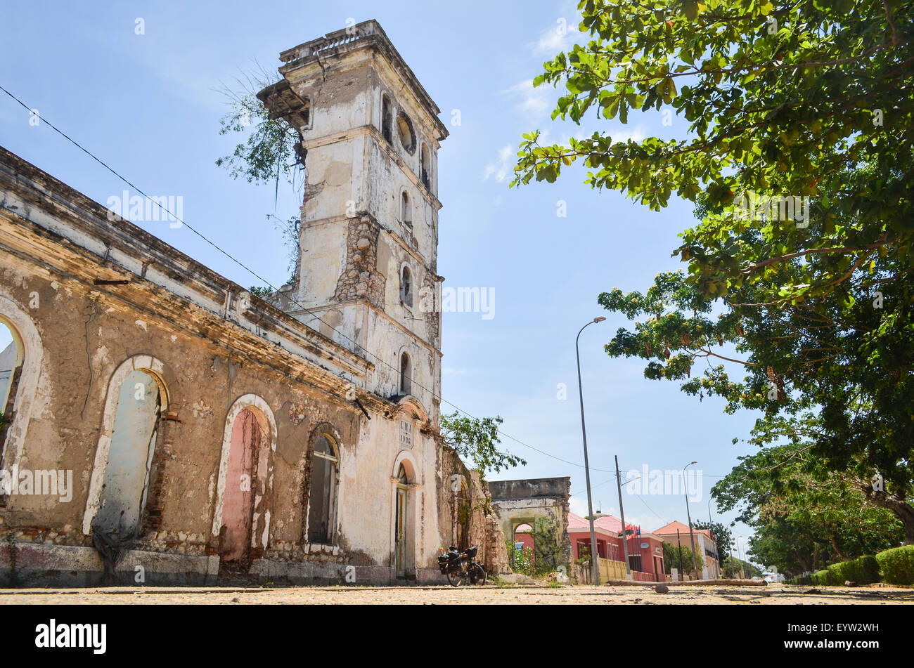 Ruins of a colonial building in Ambriz, Angola, reading CMA 1906 ...