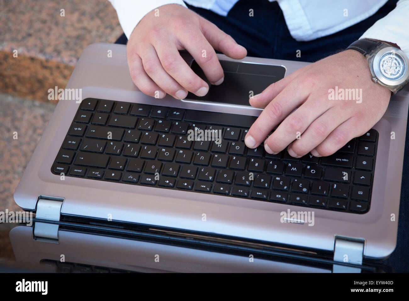 Man with laptop computer Stock Photo - Alamy