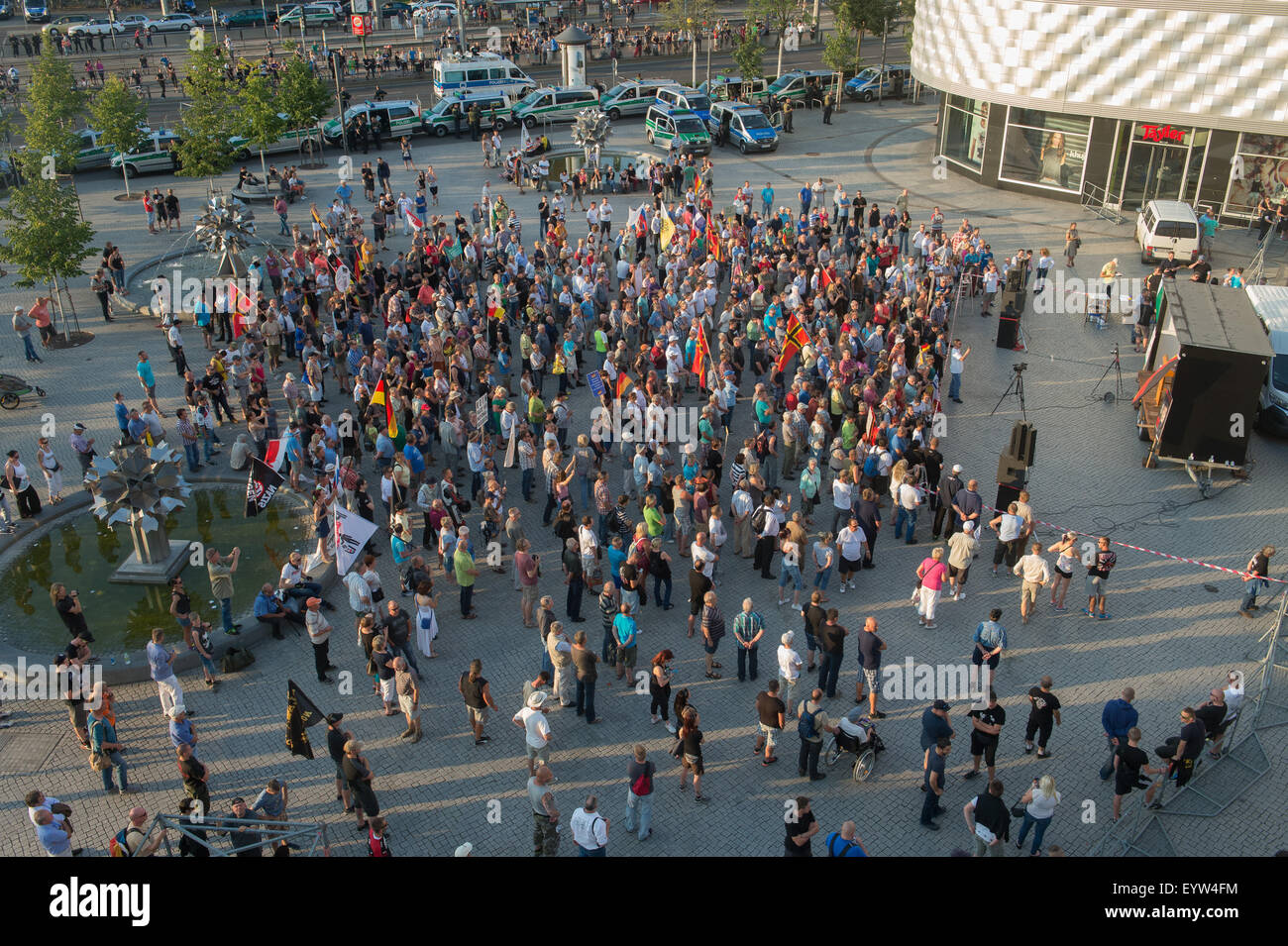 Leipzig, Germany. 03rd Aug, 2015. Supporters of the organisations ...