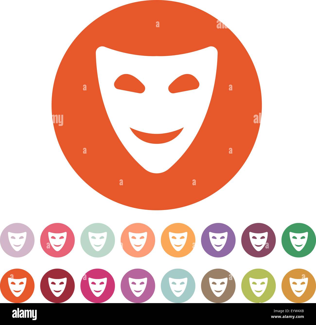 The smiling mask icon. Comedy and theater symbol. Flat Stock Vector ...