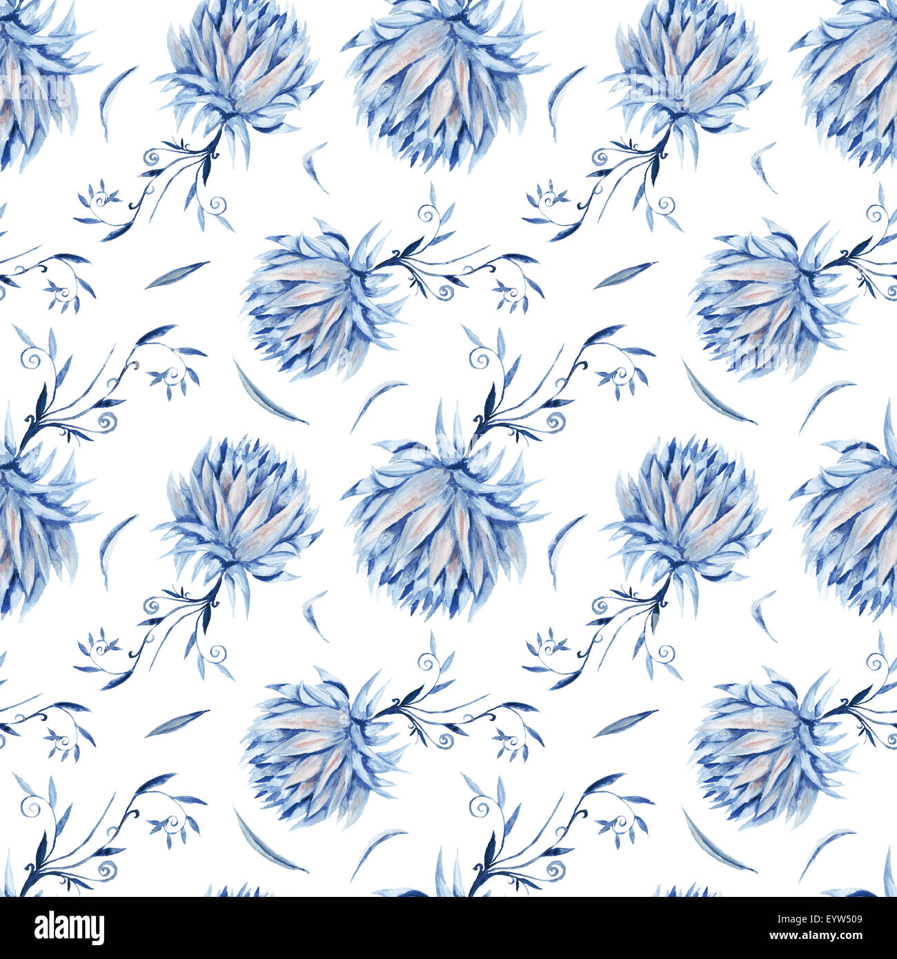 Seamless royal renaissance artistic background with blue peony flowers ...