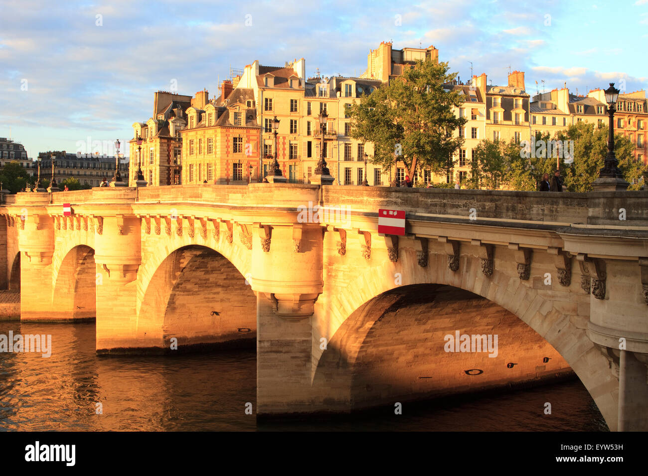 Pont Neuf, the oldest standing bridge across the river Seine in Paris ...
