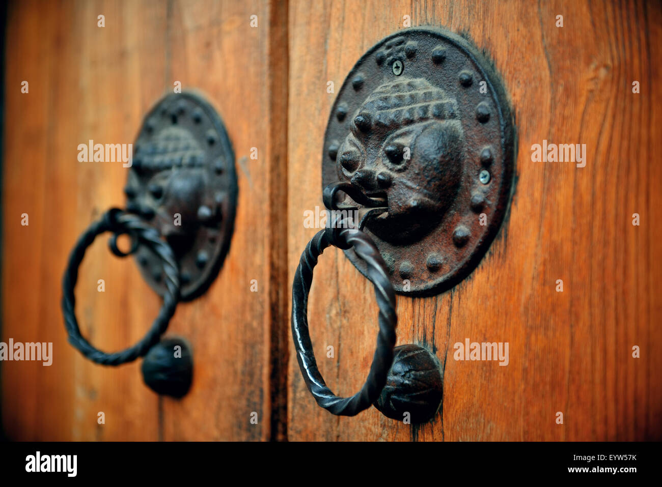 Old door of traditional Beijing architecture with decorations Stock ...