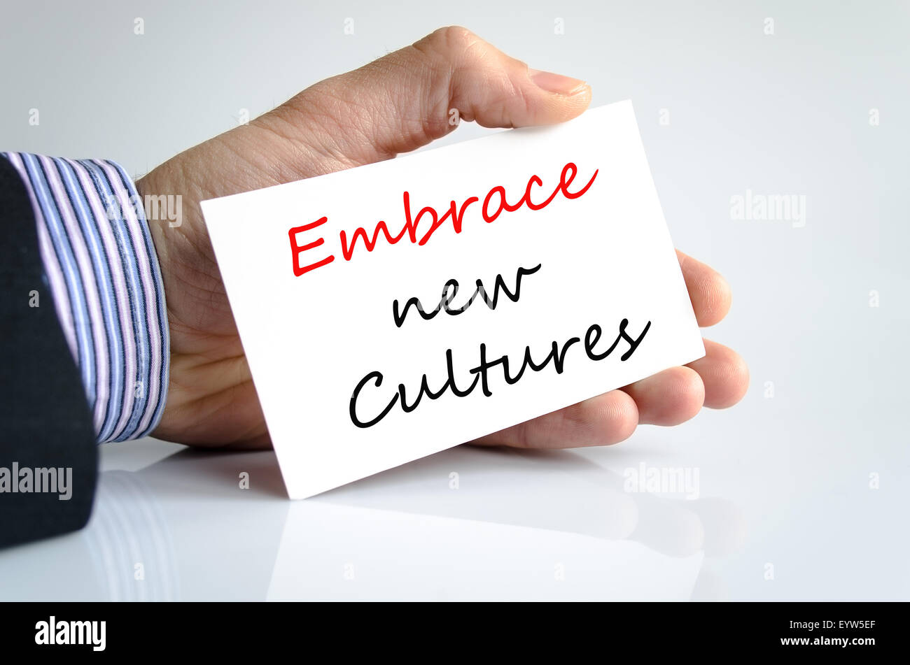 Embrace new cultures text concept isolated over white background Stock ...