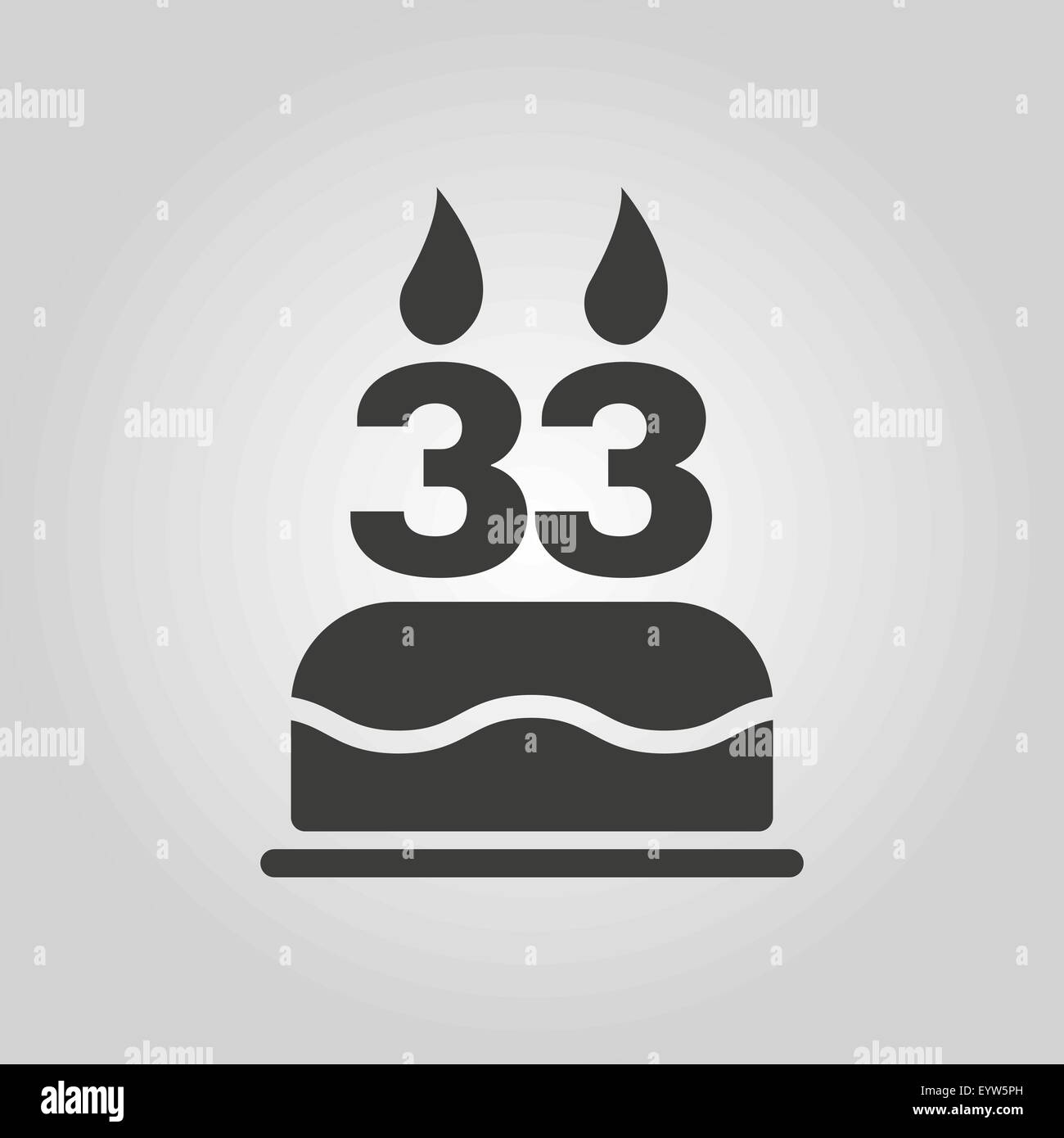 The birthday cake with candles in the form of number 33 icon. Birthday ...