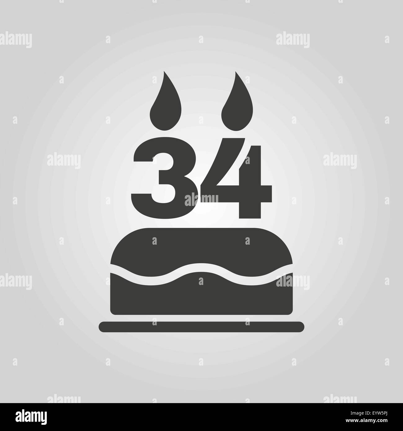 The birthday cake with candles in the form of number 34 icon. Birthday ...