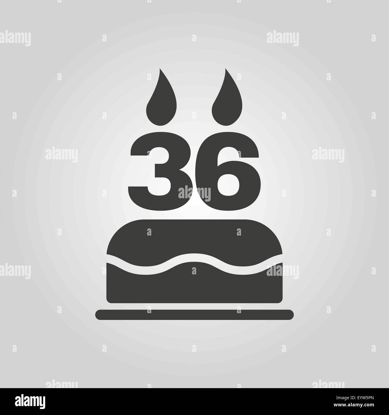The birthday cake with candles in the form of number 36 icon. Birthday ...