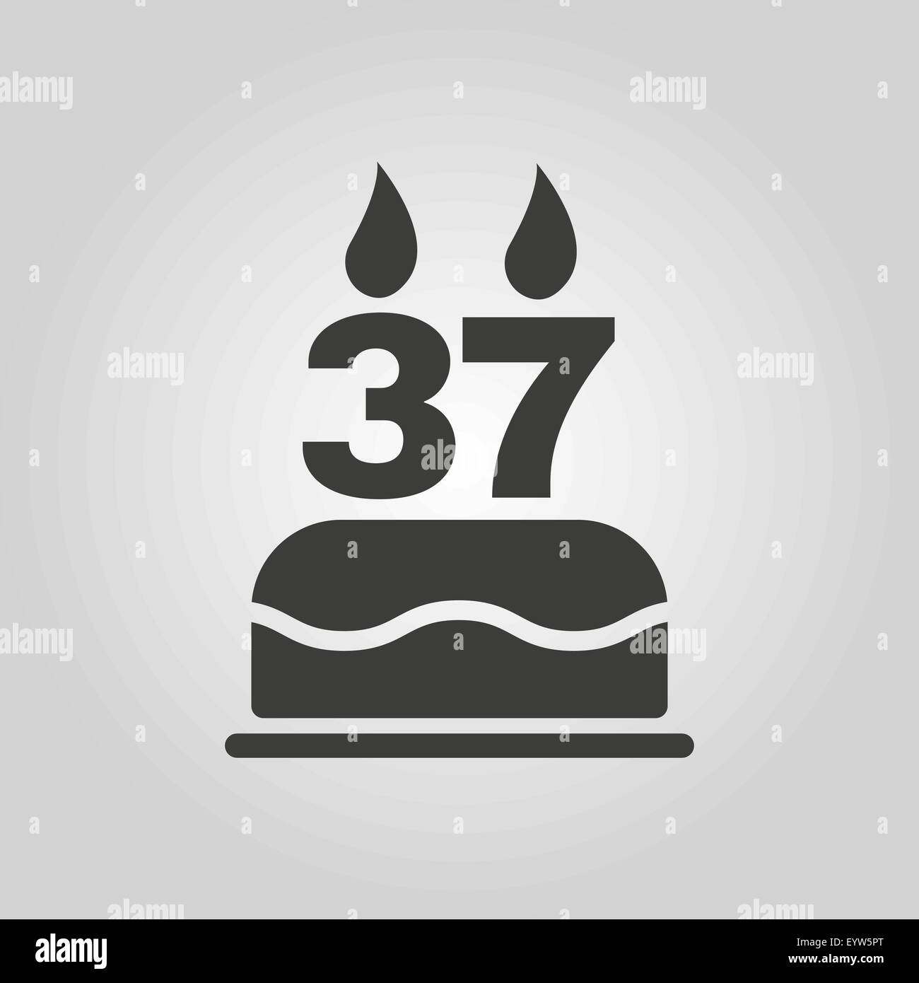 The birthday cake with candles in the form of number 37 icon. Birthday ...