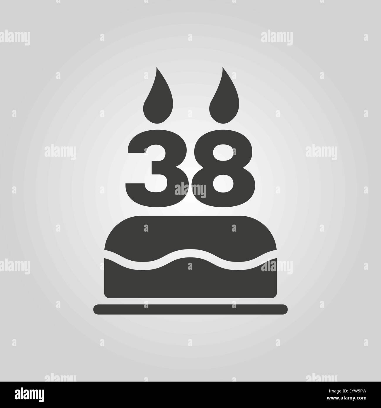 The birthday cake with candles in the form of number 38 icon. Birthday ...