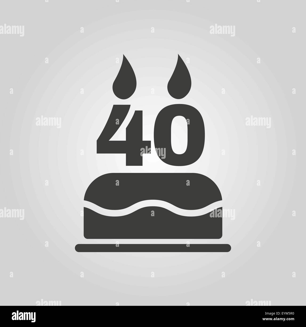 The birthday cake with candles in the form of number 40 icon. Birthday ...