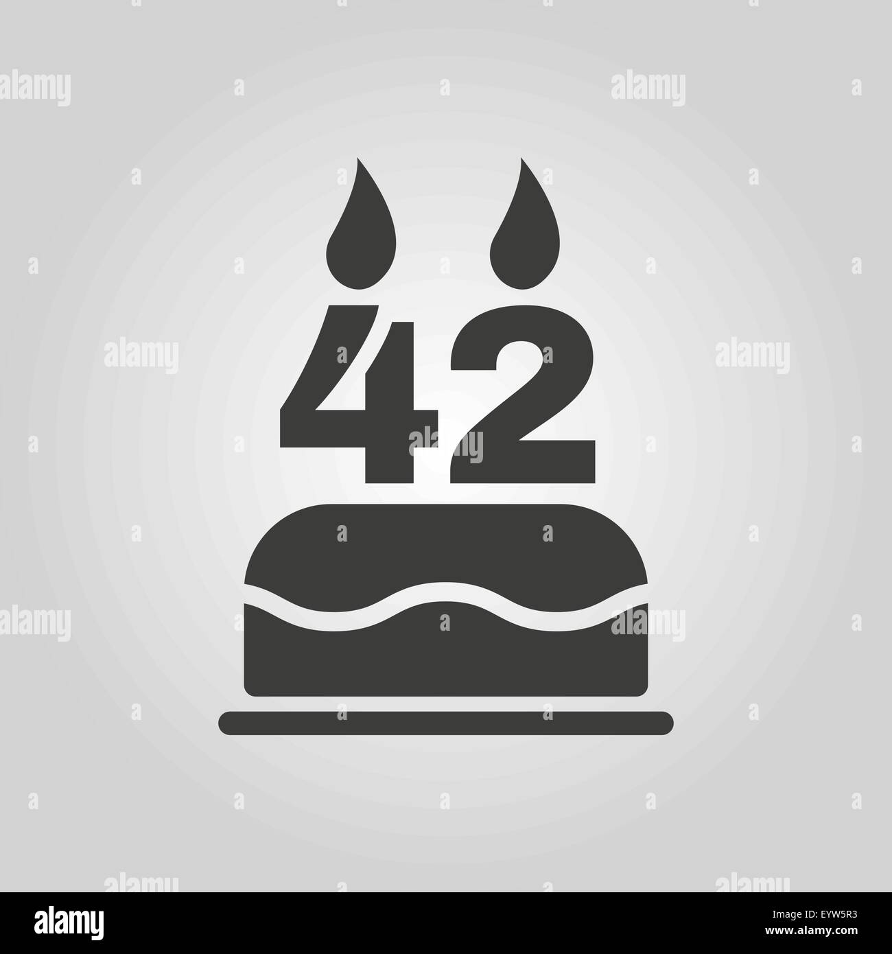 The birthday cake with candles in the form of number 42 icon. Birthday ...