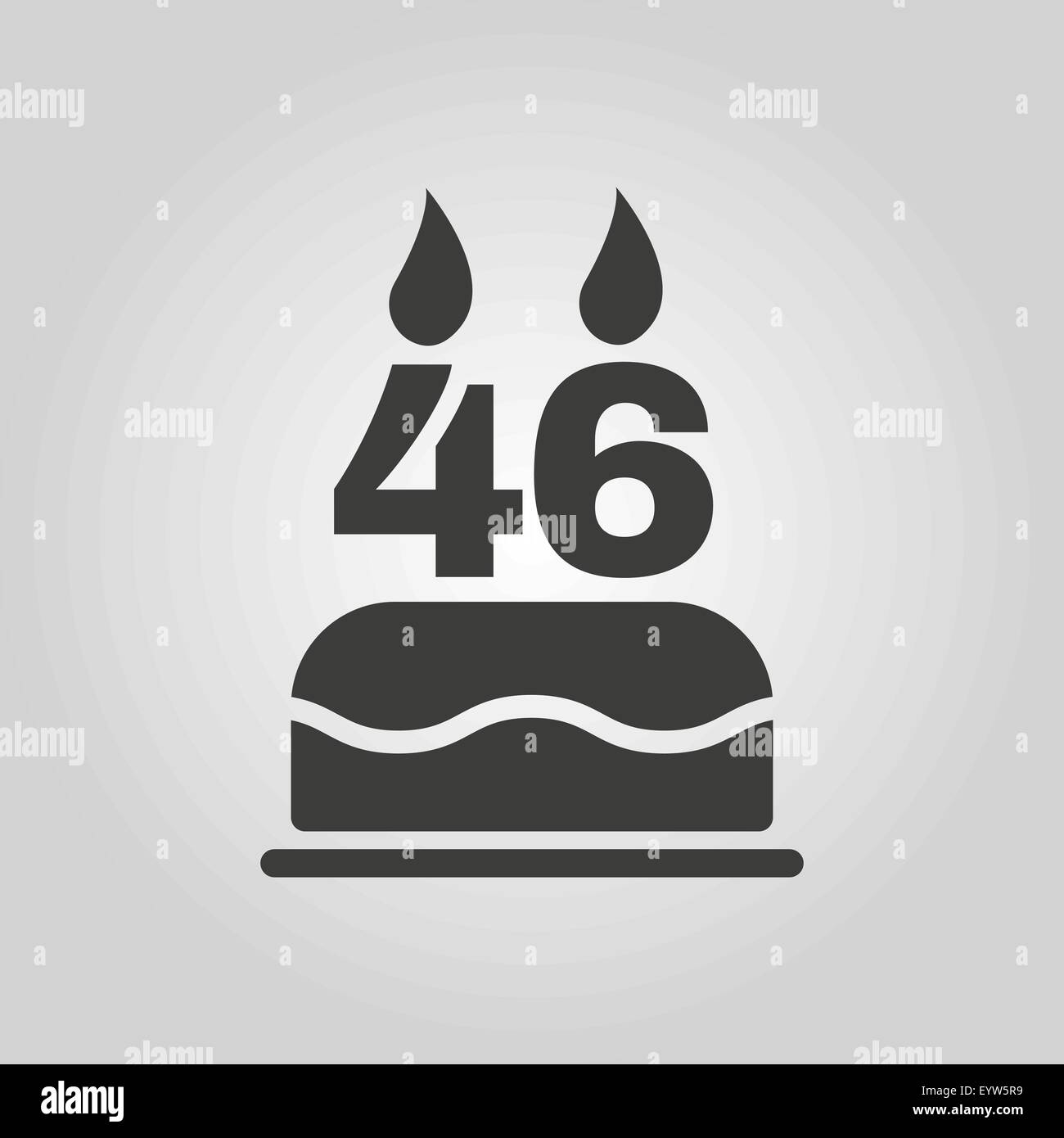 The birthday cake with candles in the form of number 46 icon. Birthday ...