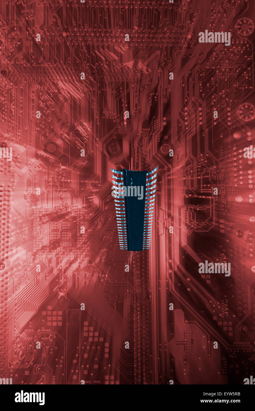 giant microchip hovering above circuit-board Stock Photo - Alamy