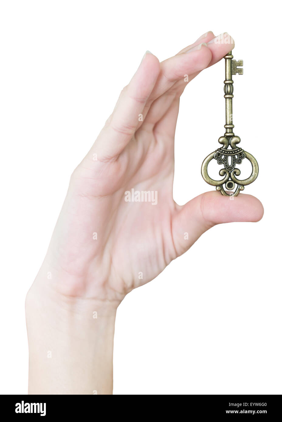old key in a hand isolated on white background Stock Photo - Alamy