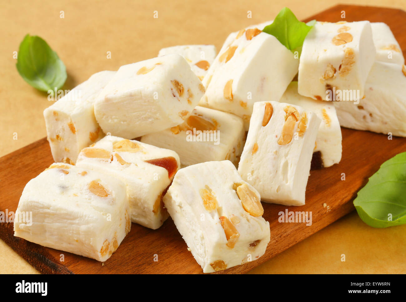 Soft nougat with peanuts and fruit Stock Photo - Alamy
