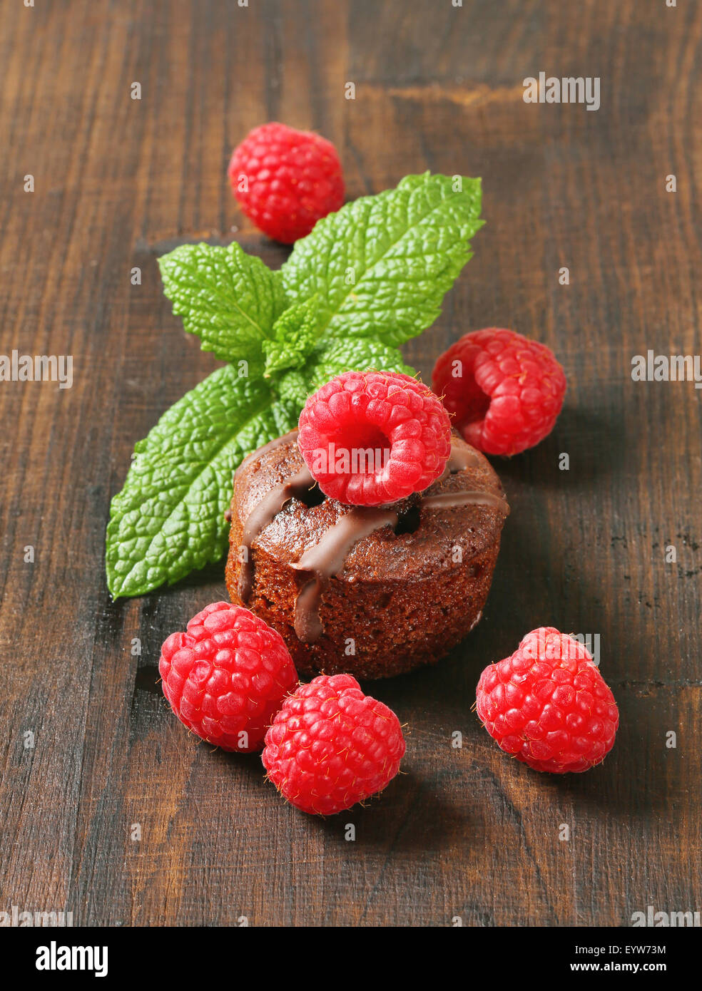 Mini chocolate cake with raspberry filling Stock Photo - Alamy
