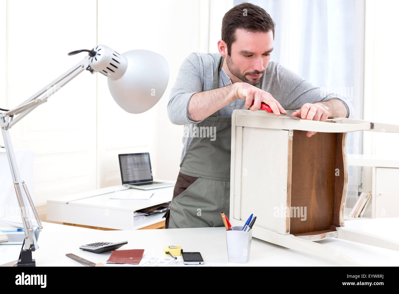 Man carpenter in work hi-res stock photography and images - Alamy