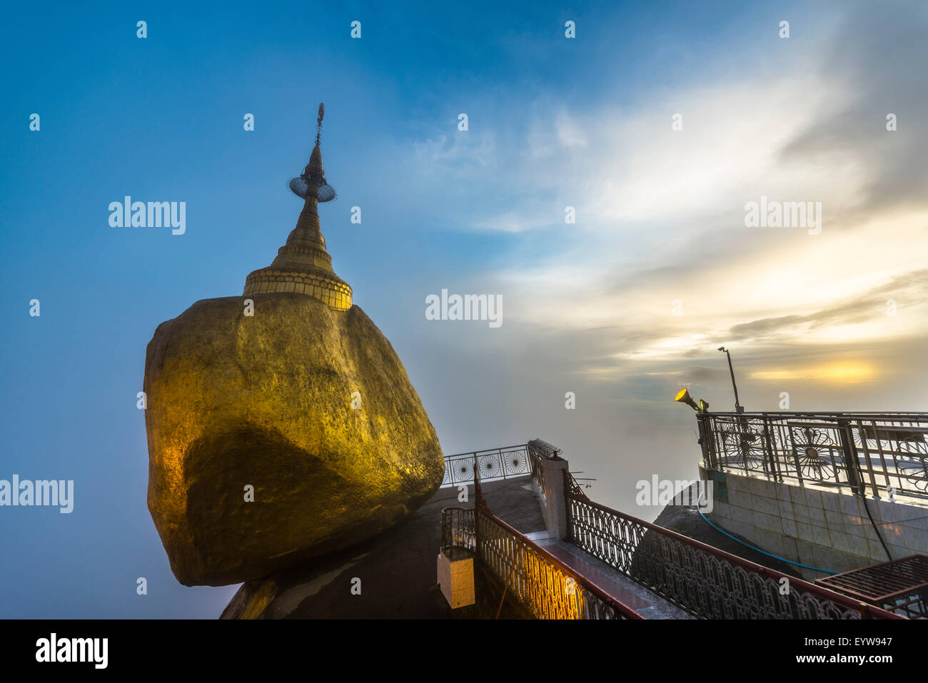 Golden Rock with Kyaiktiyo Pagoda at sunset, Kyaikto, Thaton District ...