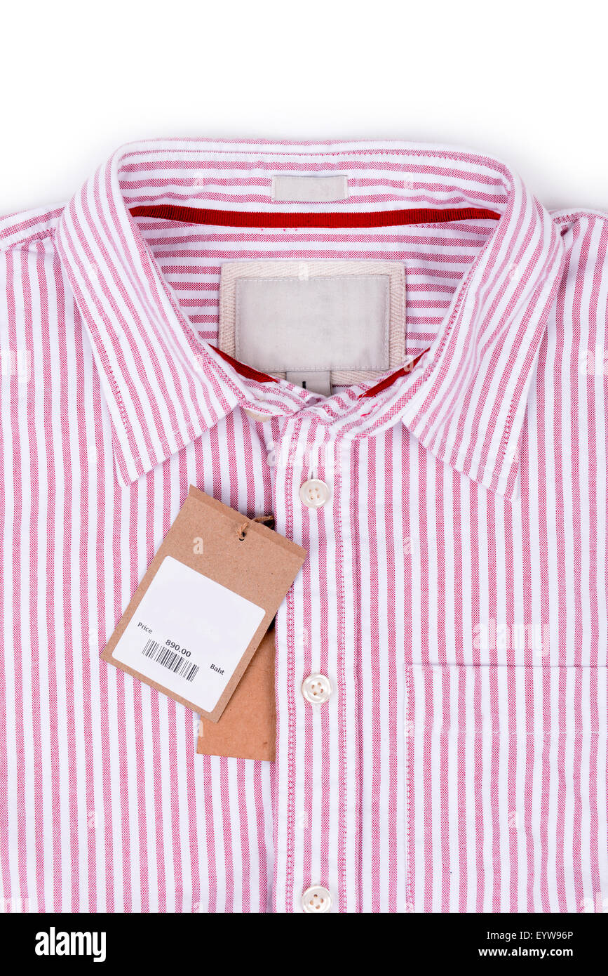 price tag with barcode on a shirt Stock Photo - Alamy