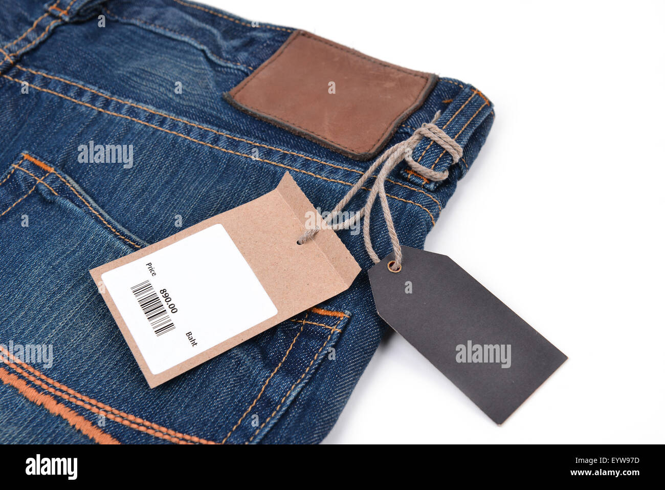 Price tag barcode on jeans hi-res stock photography and images - Alamy