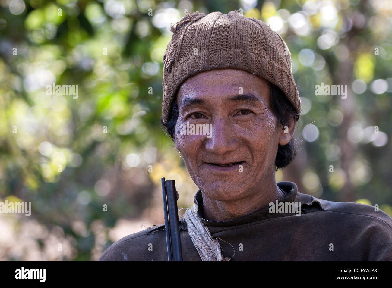Local man from the tribe of the Lahu in a mountain village near Pin ...