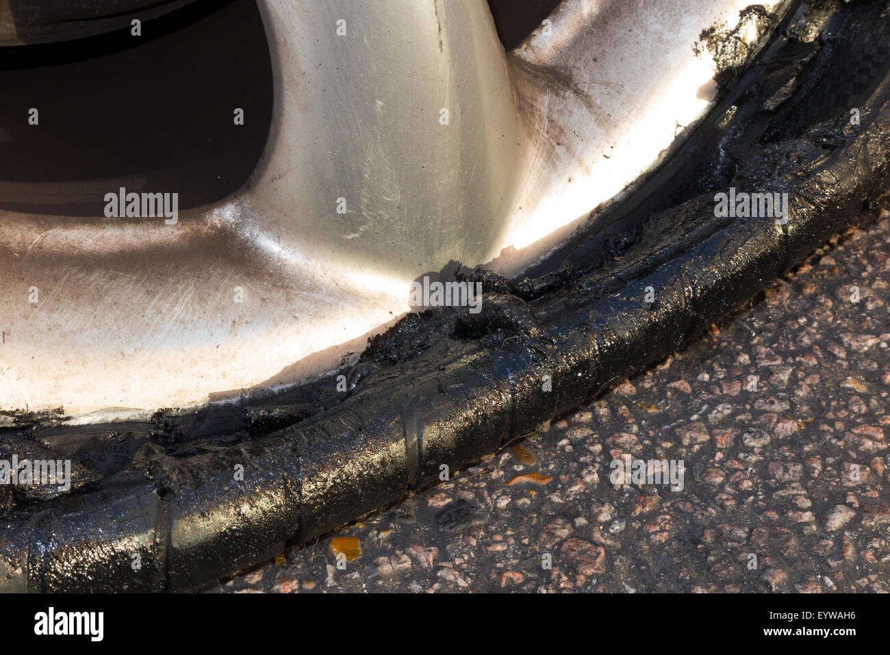 Wheel punctured tyre hi-res stock photography and images - Alamy