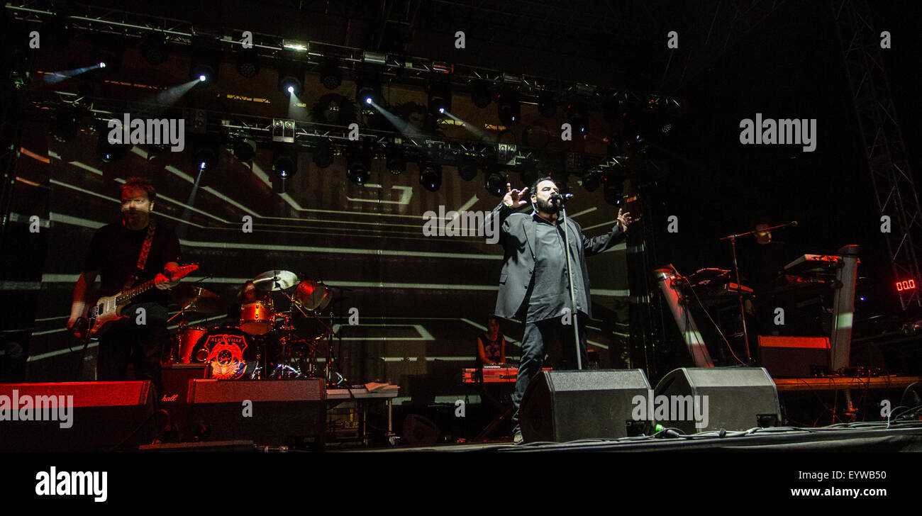 Alphaville band singer Marian Gold, centre, performs live during the ...