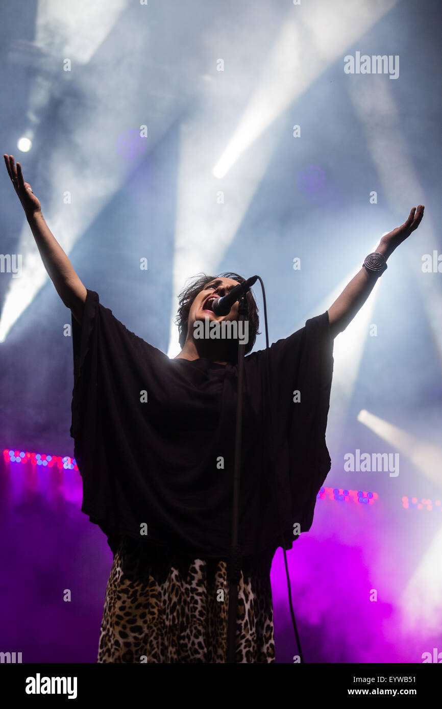 Kosheen band singer Sian Evans performs live during the Music Festival ...