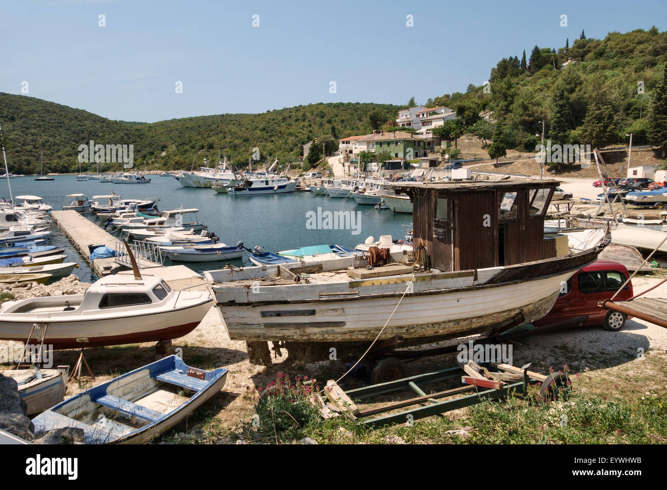 Istria, Croatia. Krnica Porat, a small quiet harbour on the east coast ...