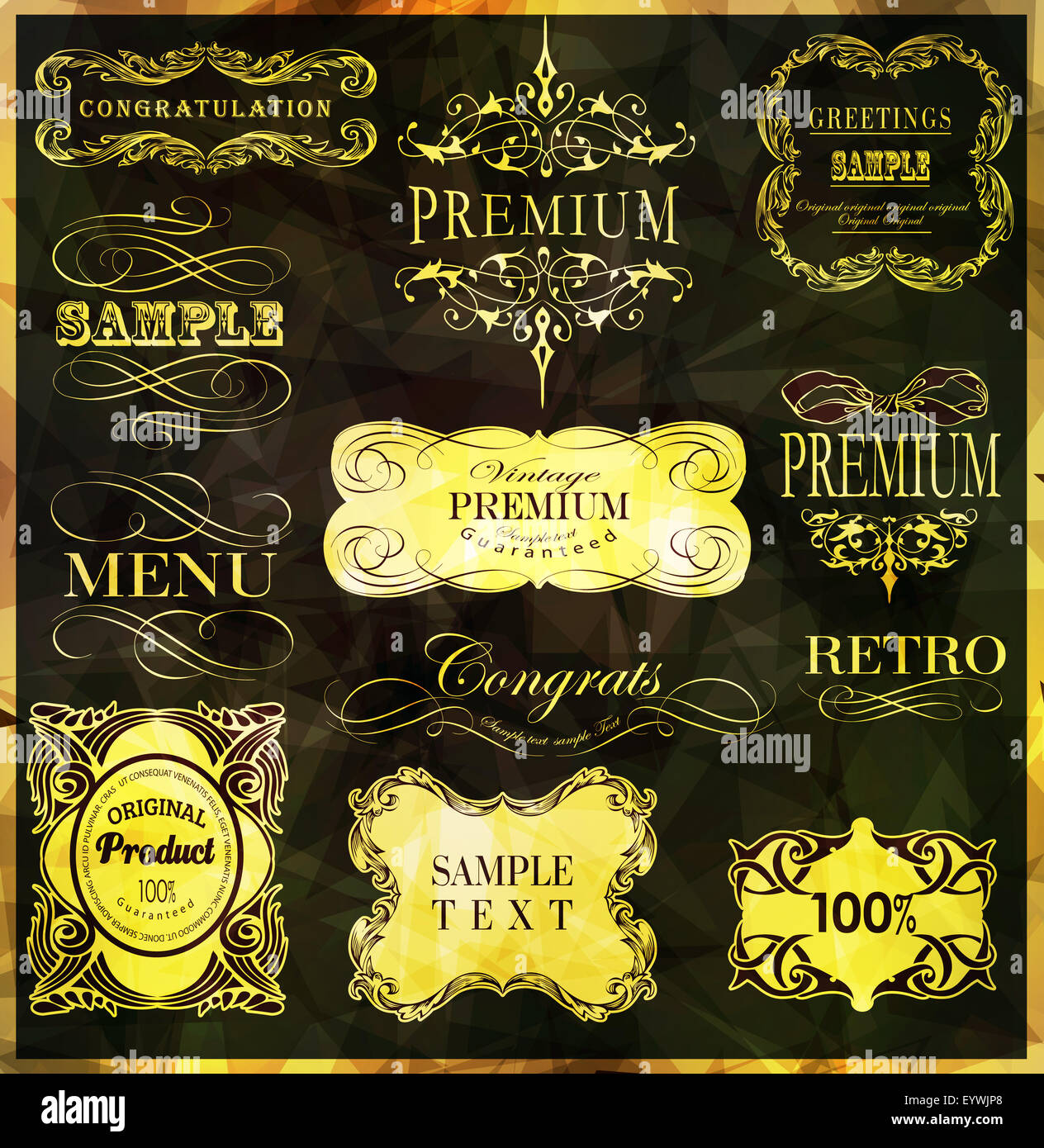 calligraphic design elements and page decoration vector set Stock Photo ...