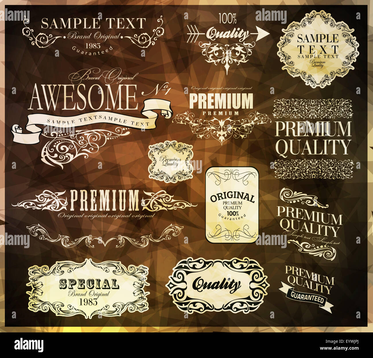 calligraphic design elements and page decoration vector set Stock Photo ...