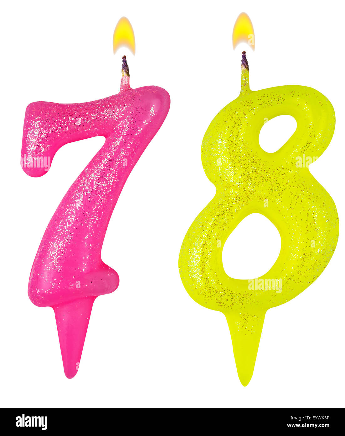 Birthday candles number seventy eight isolated on white background ...