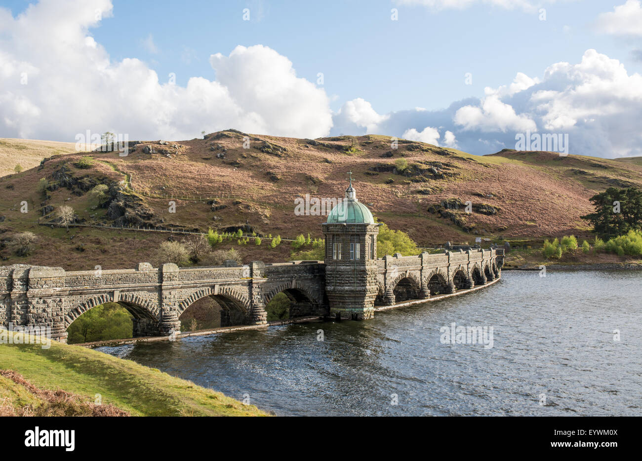 Craig Goch reservoir dam in the Elan Valley of Mid Wales Stock Photo ...
