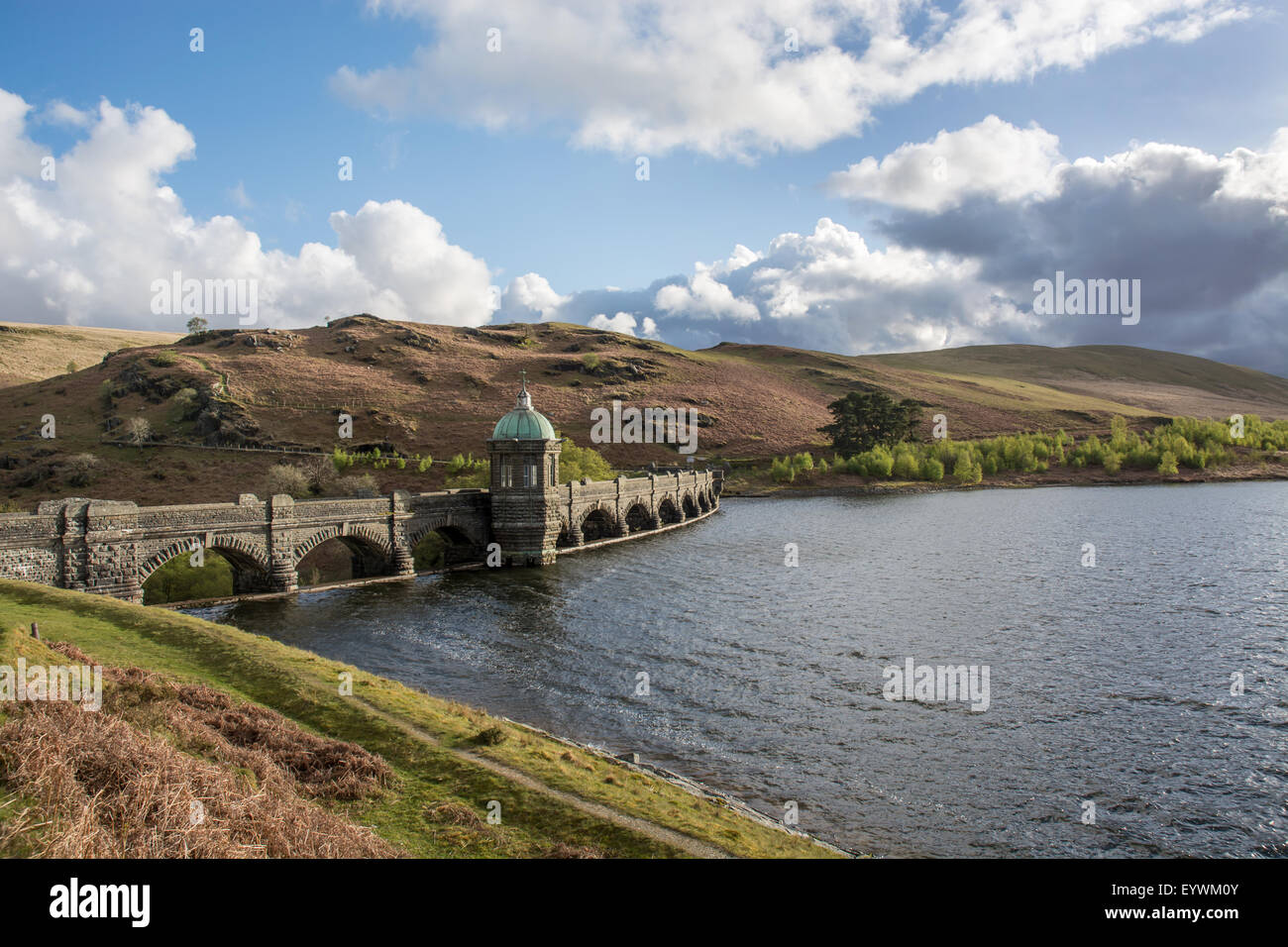 Craig Goch reservoir dam in the Elan Valley of Mid Wales Stock Photo ...
