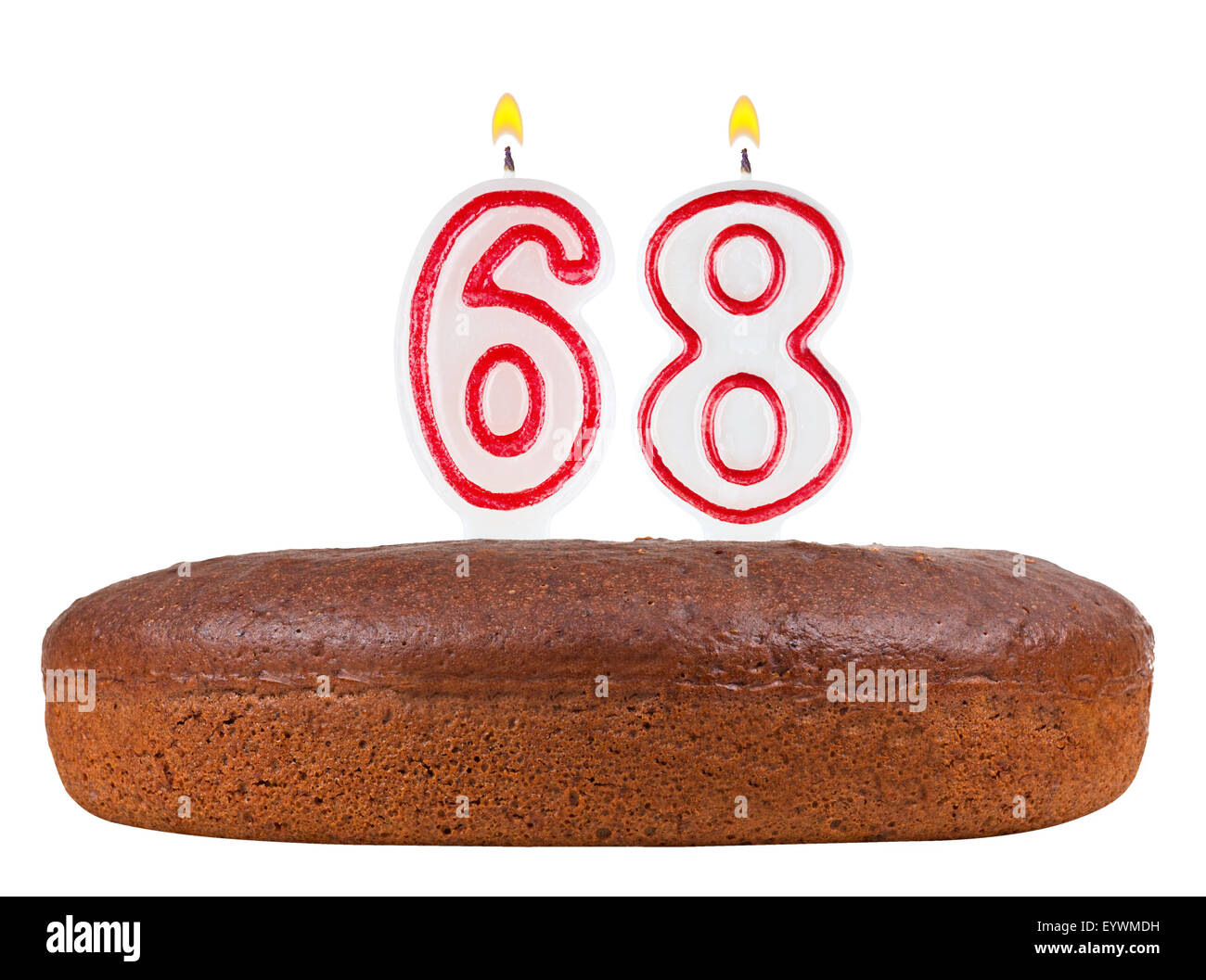 birthday cake with candles number 68 isolated on white background Stock ...