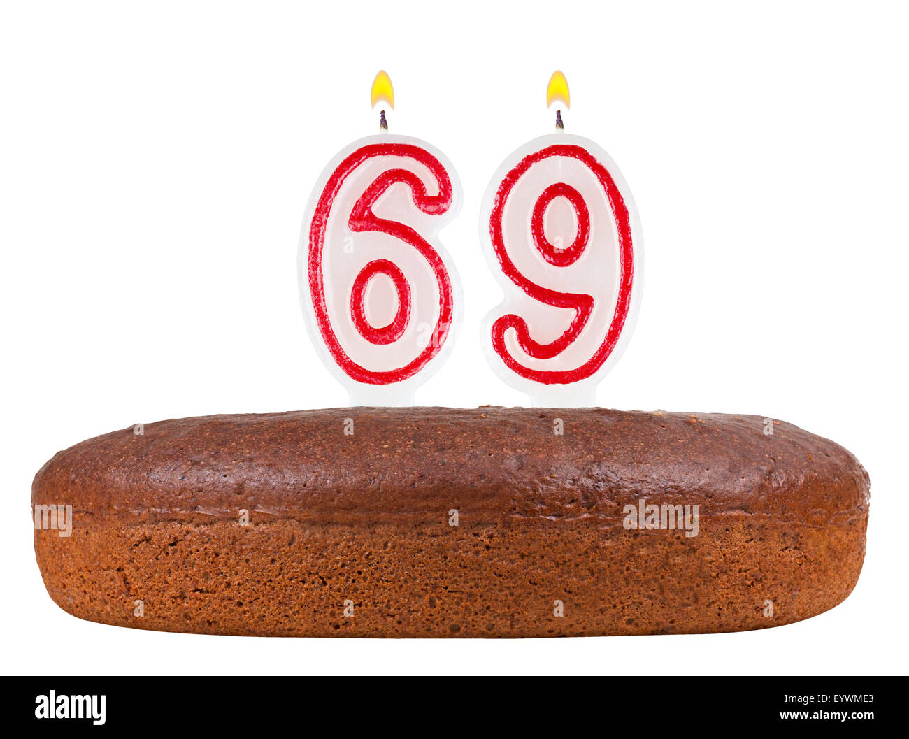 birthday cake with candles number 69 isolated on white background Stock ...