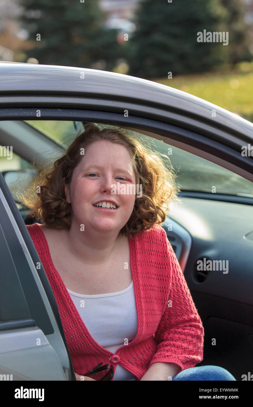 Car front view woman sitting hi-res stock photography and images - Alamy