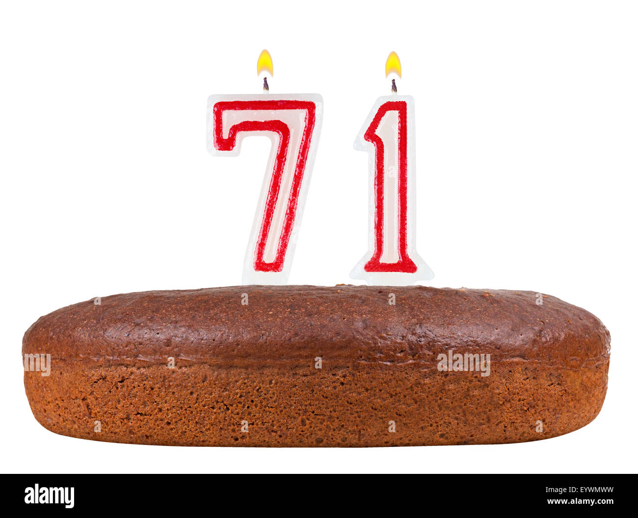 birthday cake with candles number 71 isolated on white background Stock ...