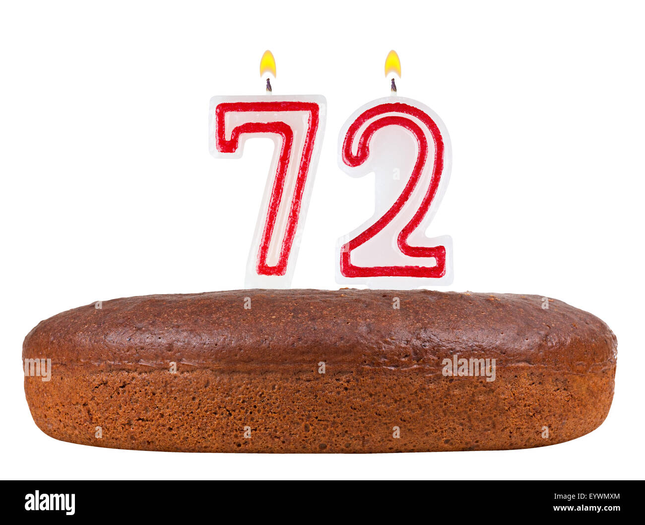 birthday cake with candles number 72 isolated on white background Stock ...