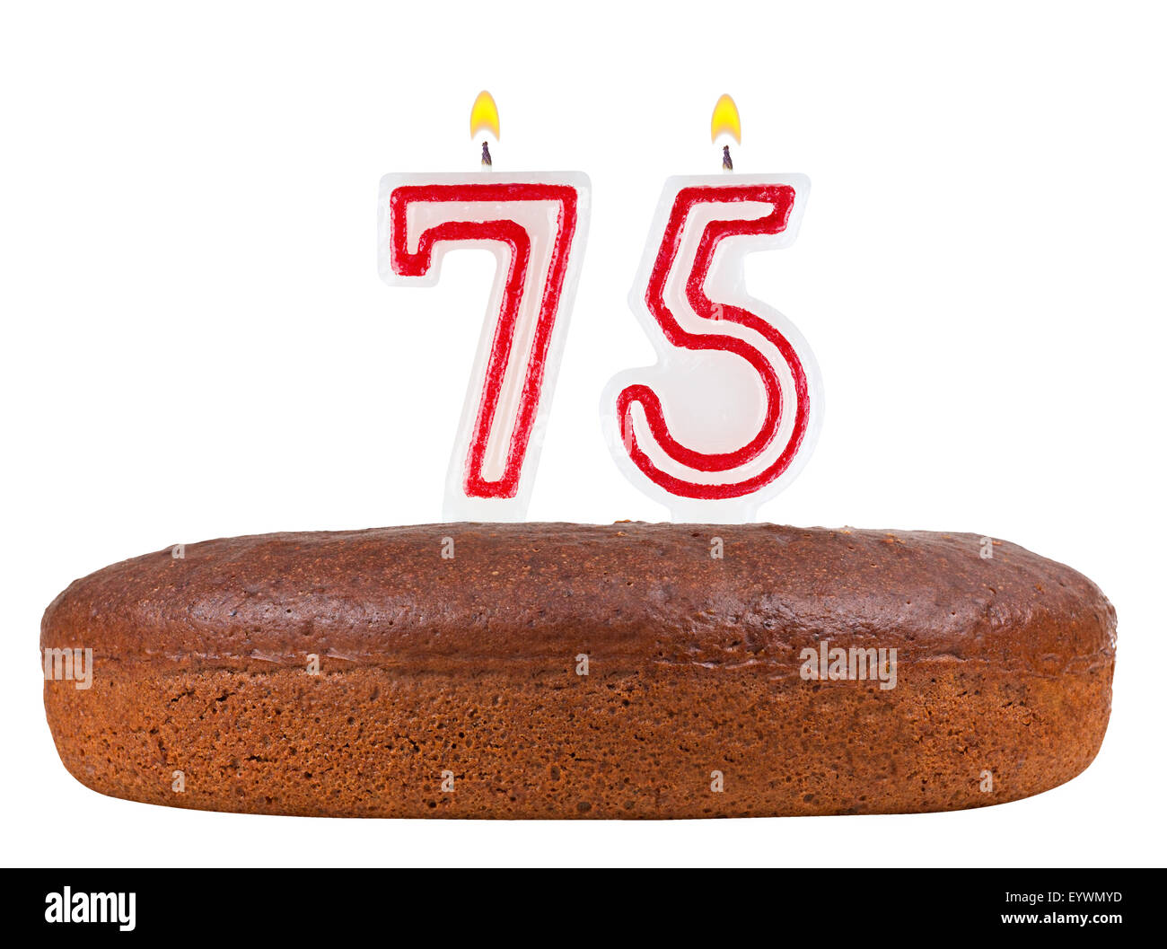 birthday cake with candles number 75 isolated on white background Stock ...