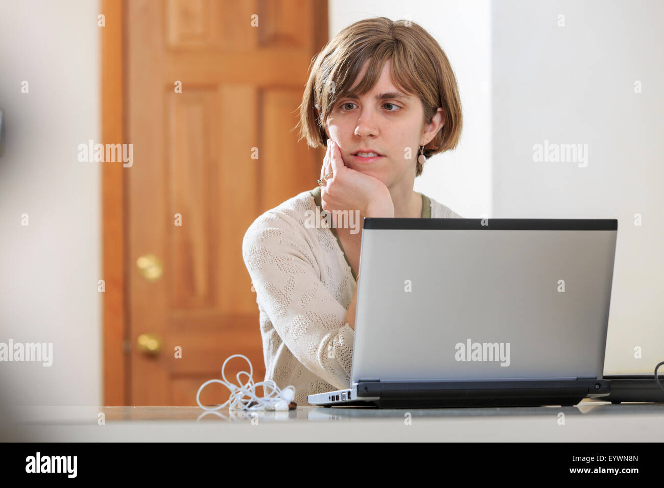 Blind Girl On Computer