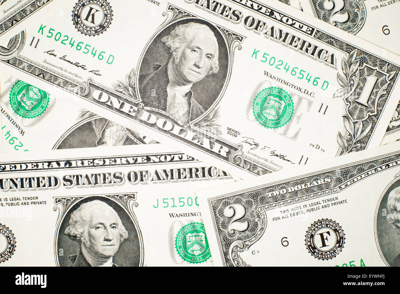 A lot of banknotes 1 and 2 US dollars Stock Photo - Alamy